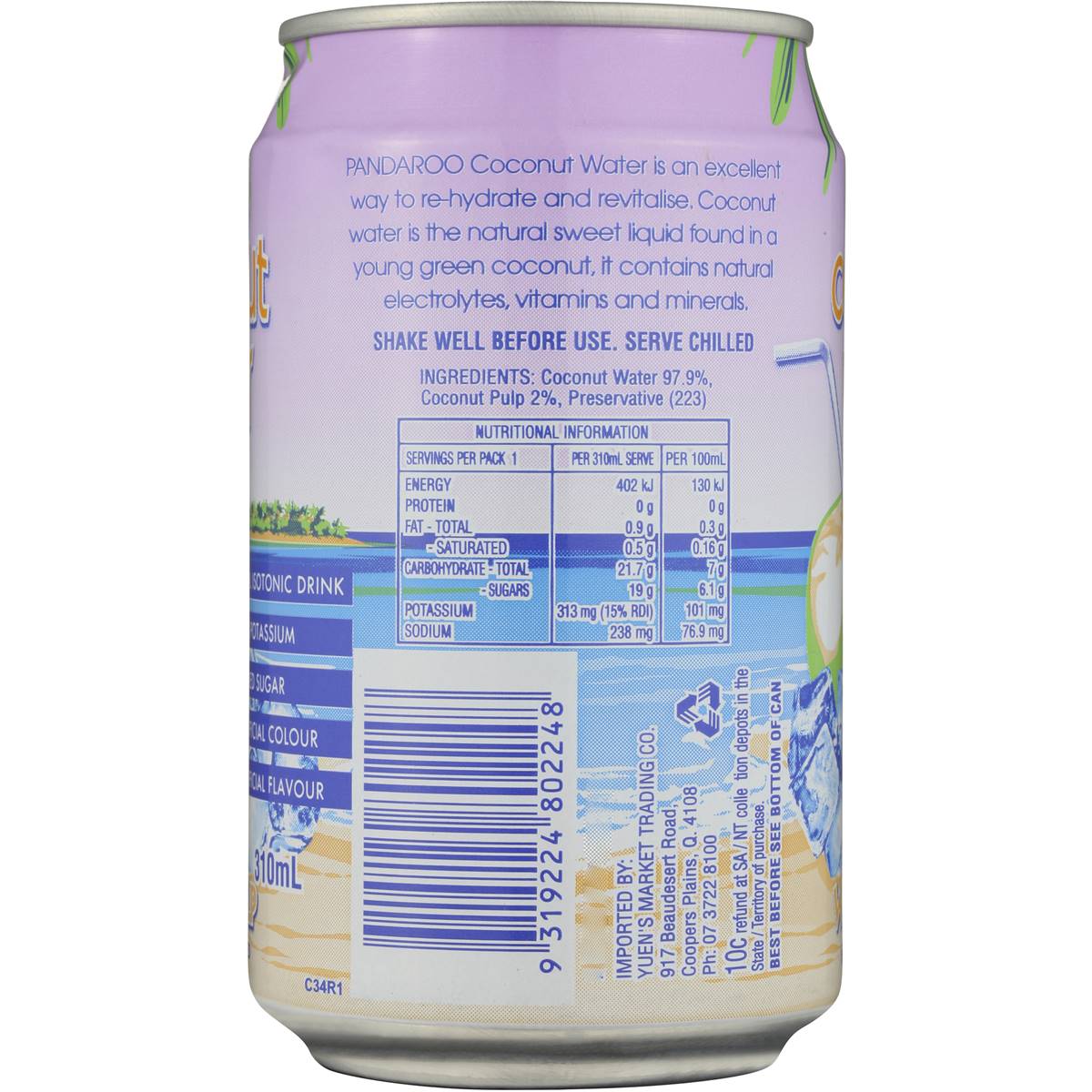 Pandaroo Coconut Water Pulp 310ml | Woolworths