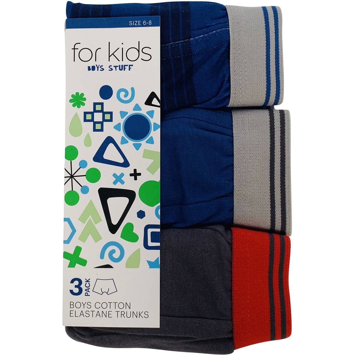 Woolworths Essentials Boys Underwear Fly Front Trunks 6-7 3 Pack ...