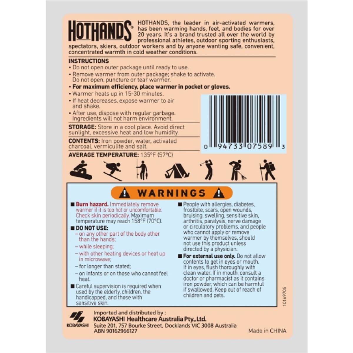 Hot Hands Hand Warmers 1 Pair | Woolworths