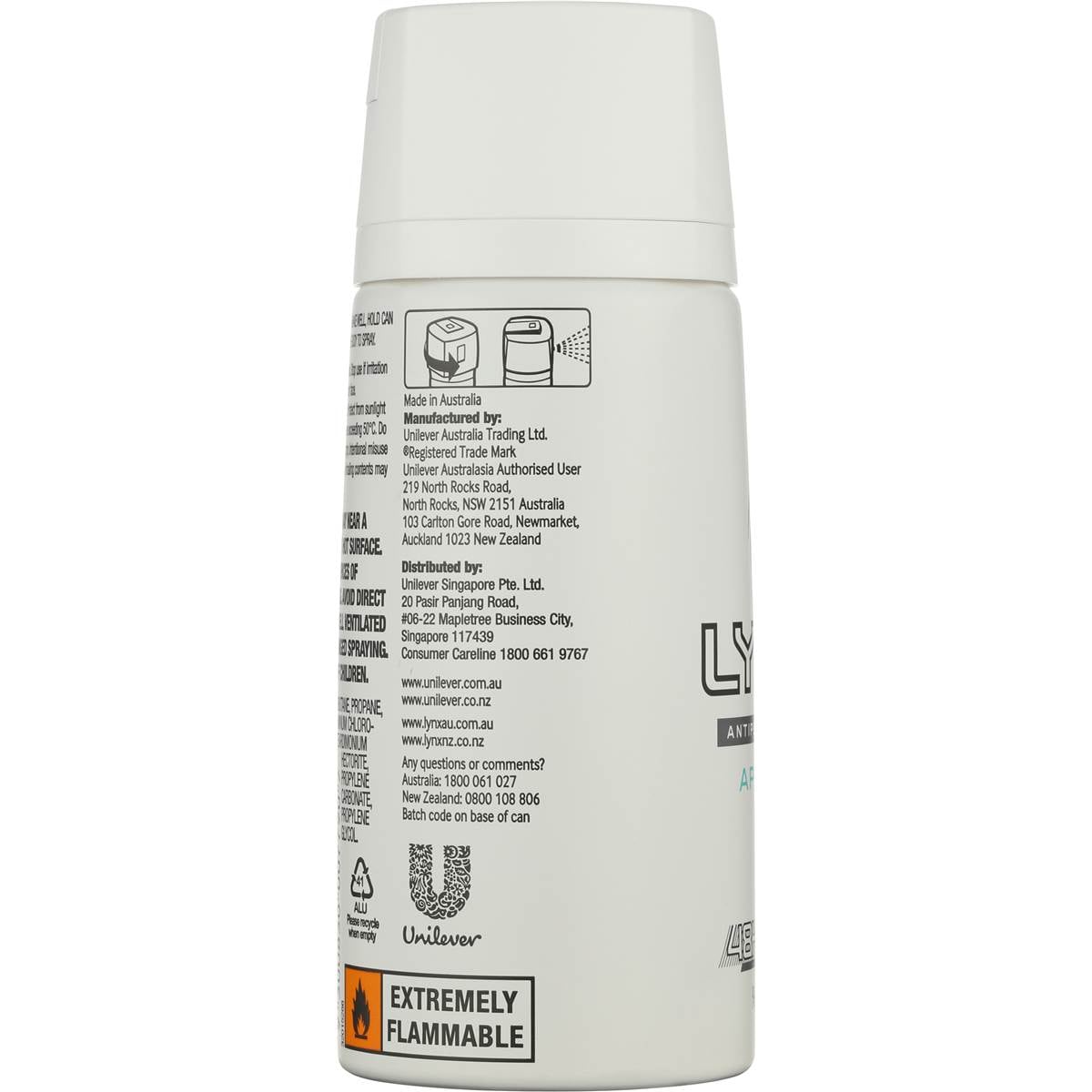 Lynx Aerosol Deodorant Apollo Antiperspirant 160ml | Woolworths