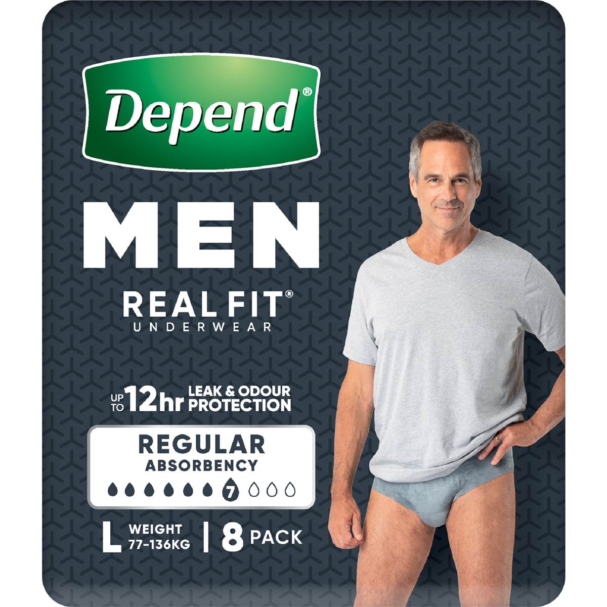 Depend Real Fit Incontinence Men Large 8 Pack | Woolworths