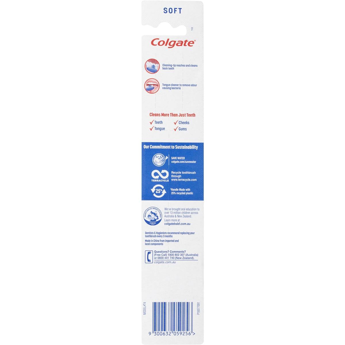 Colgate Toothbrush With Rubber Tongue Cleaner 1 Pack | Woolworths