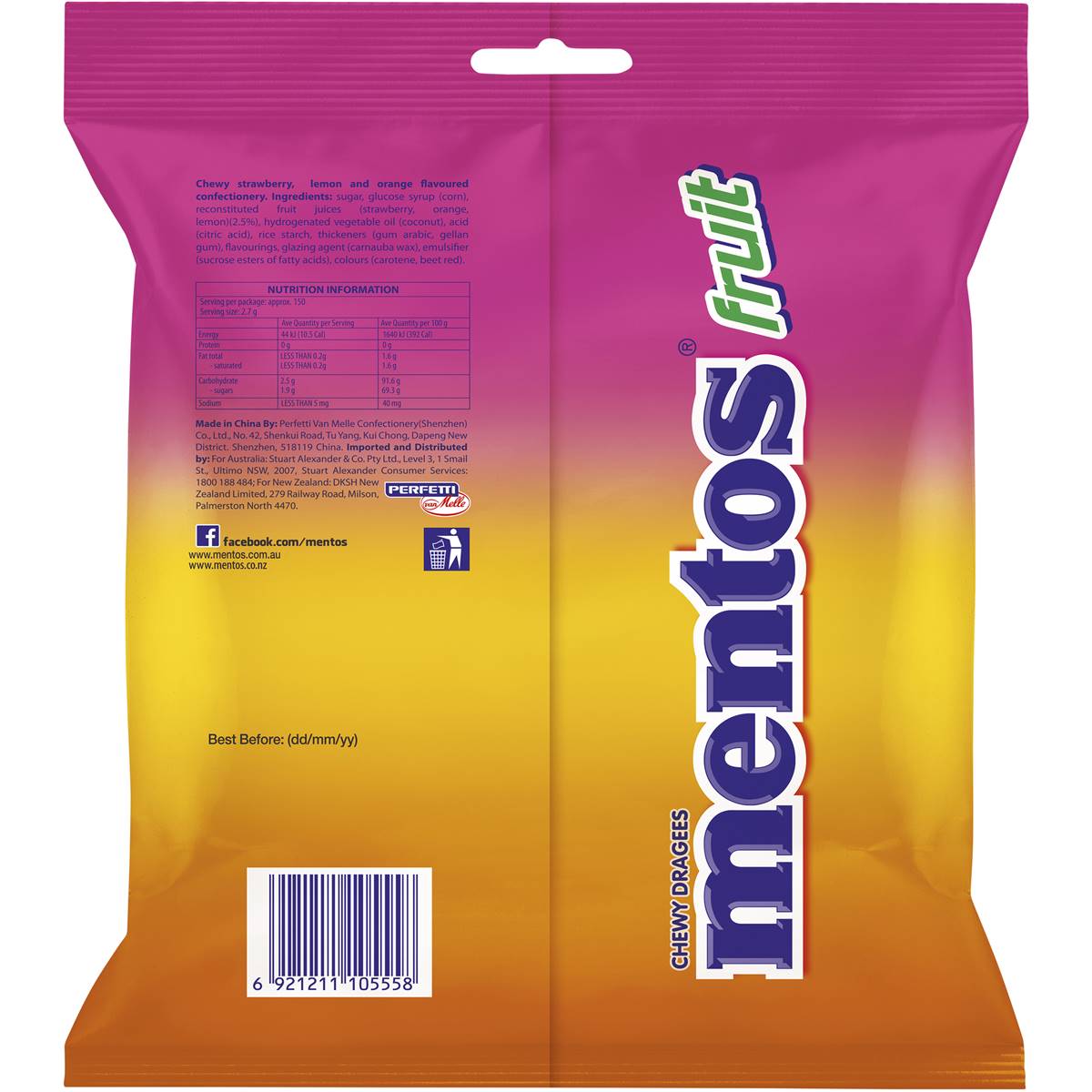 Mentos Single Serve Chewy Fruit 405g | Woolworths