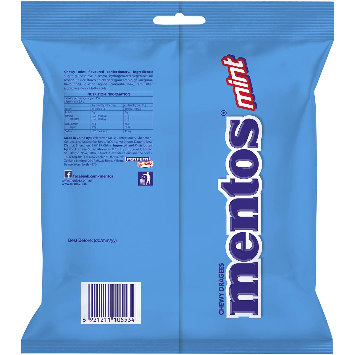 Mentos Single Serve Chewy Mint 405g | Woolworths