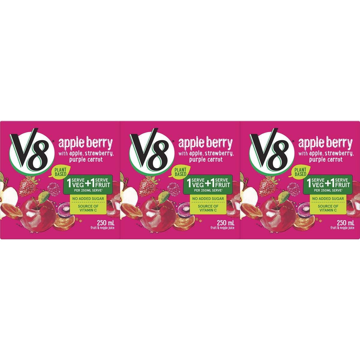 V8 Apple Berry Juice Multipack 3 X 250ml | Woolworths