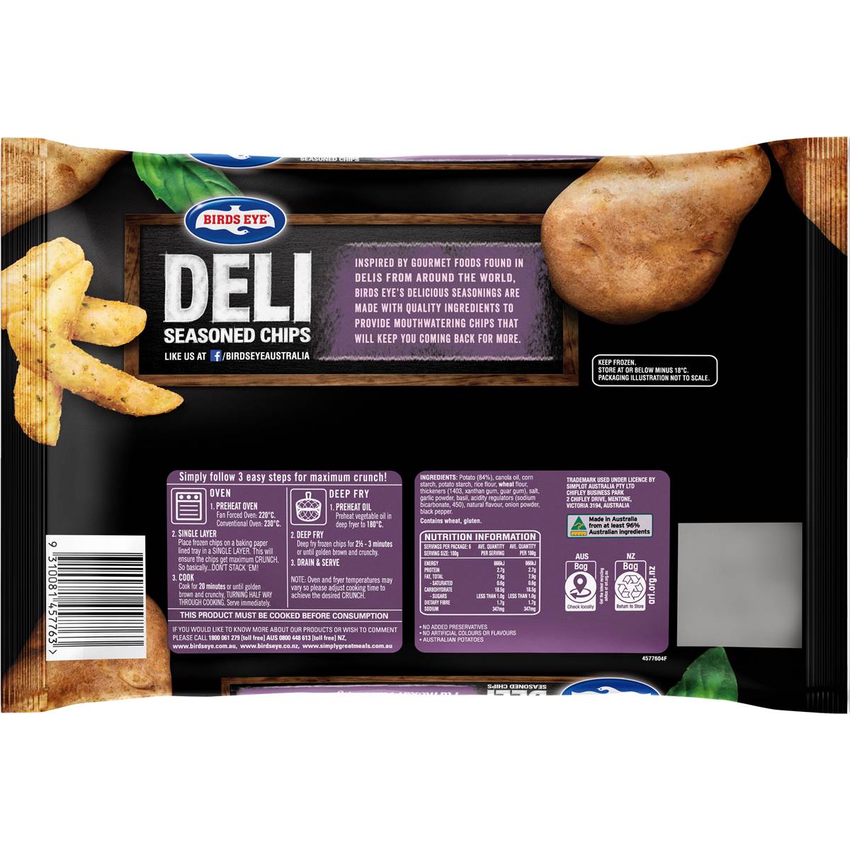 Birds Eye Deli Seasoned Chips Parmesan, Garlic & Basil 600g | Woolworths