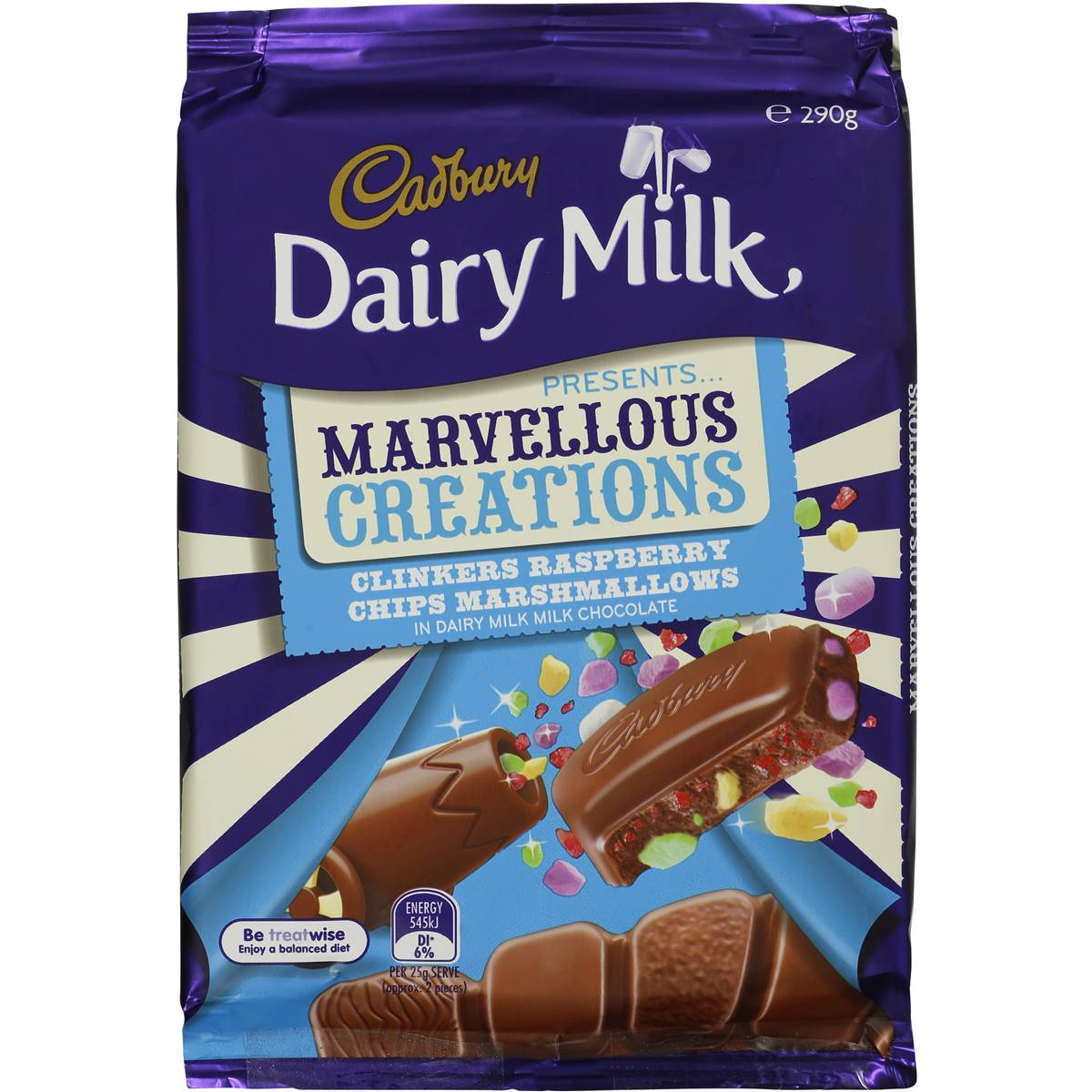 Cadbury Dairy Milk Marvellous Creations Clinker Raspberry 290g Block ...