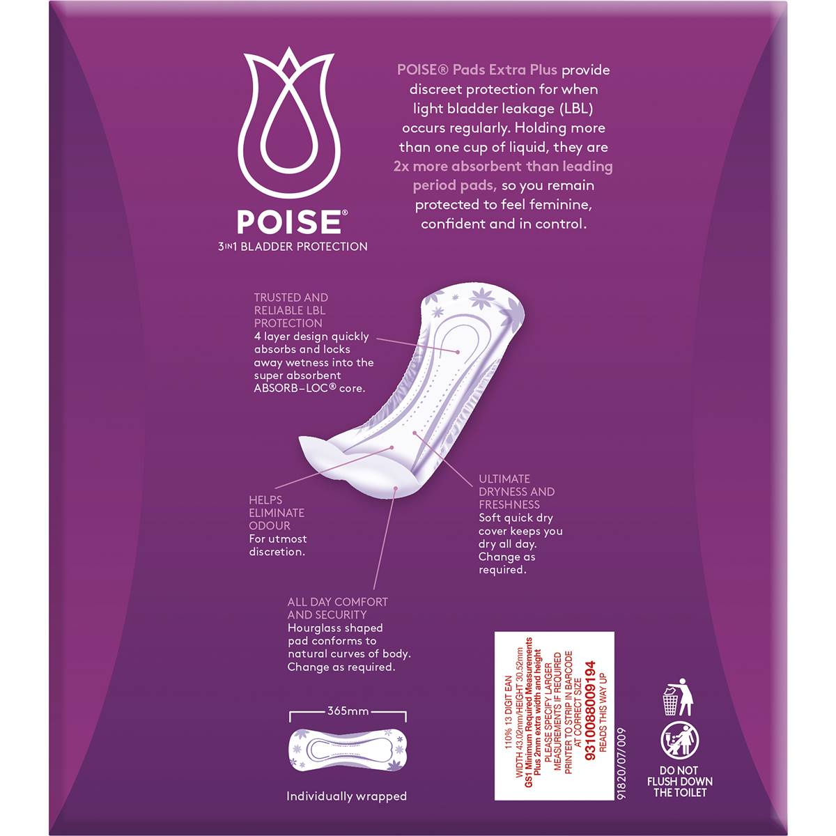 Poise Pads For Bladder Leaks Extra Plus 20 Pack | Woolworths