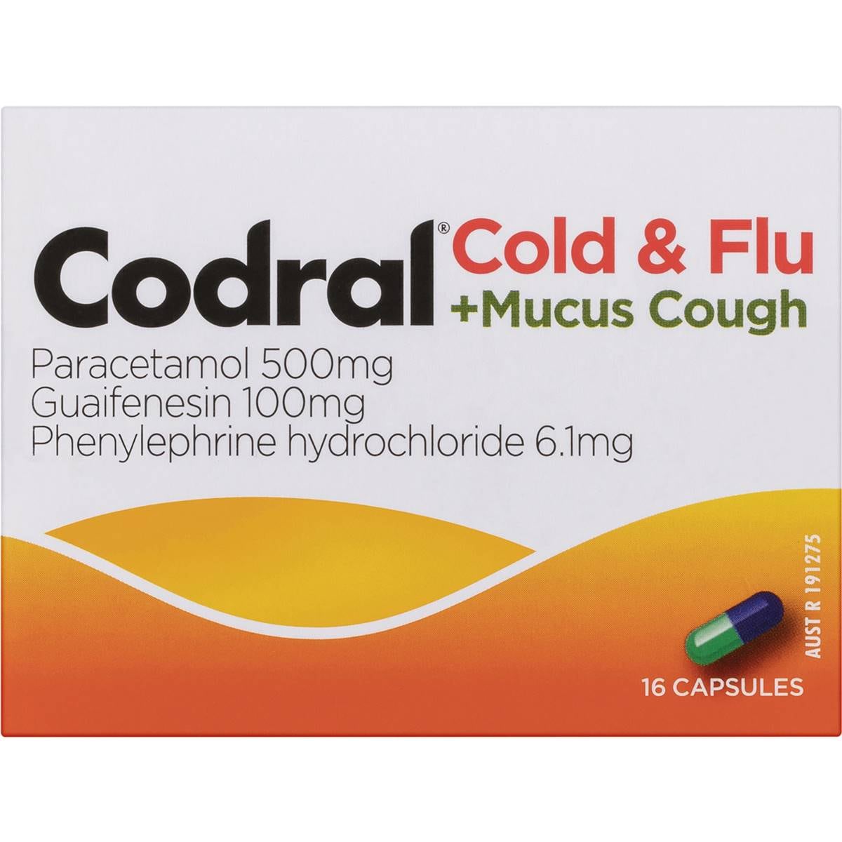 Codral Cold & Flu + Mucus Cough Capsules 16 Pack | Woolworths