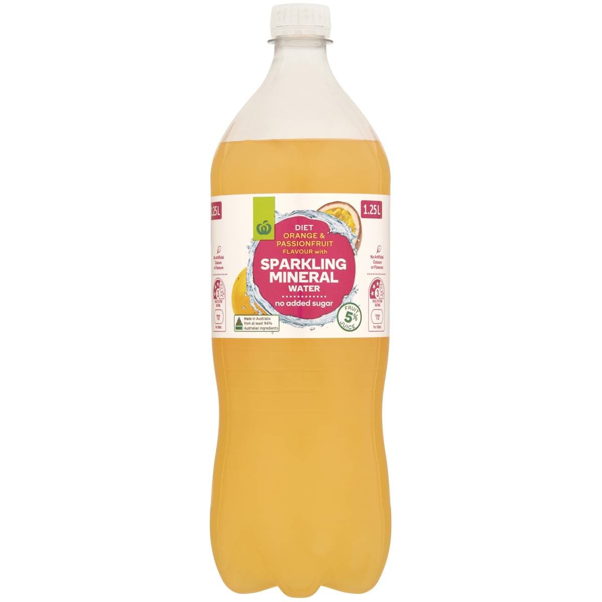 Woolworths Diet Orange & Passionfruit Sparkling Mineral Water 1.25l | Woolworths