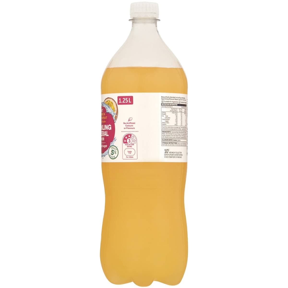 Woolworths Diet Orange & Passionfruit Sparkling Mineral Water 1.25l | Woolworths