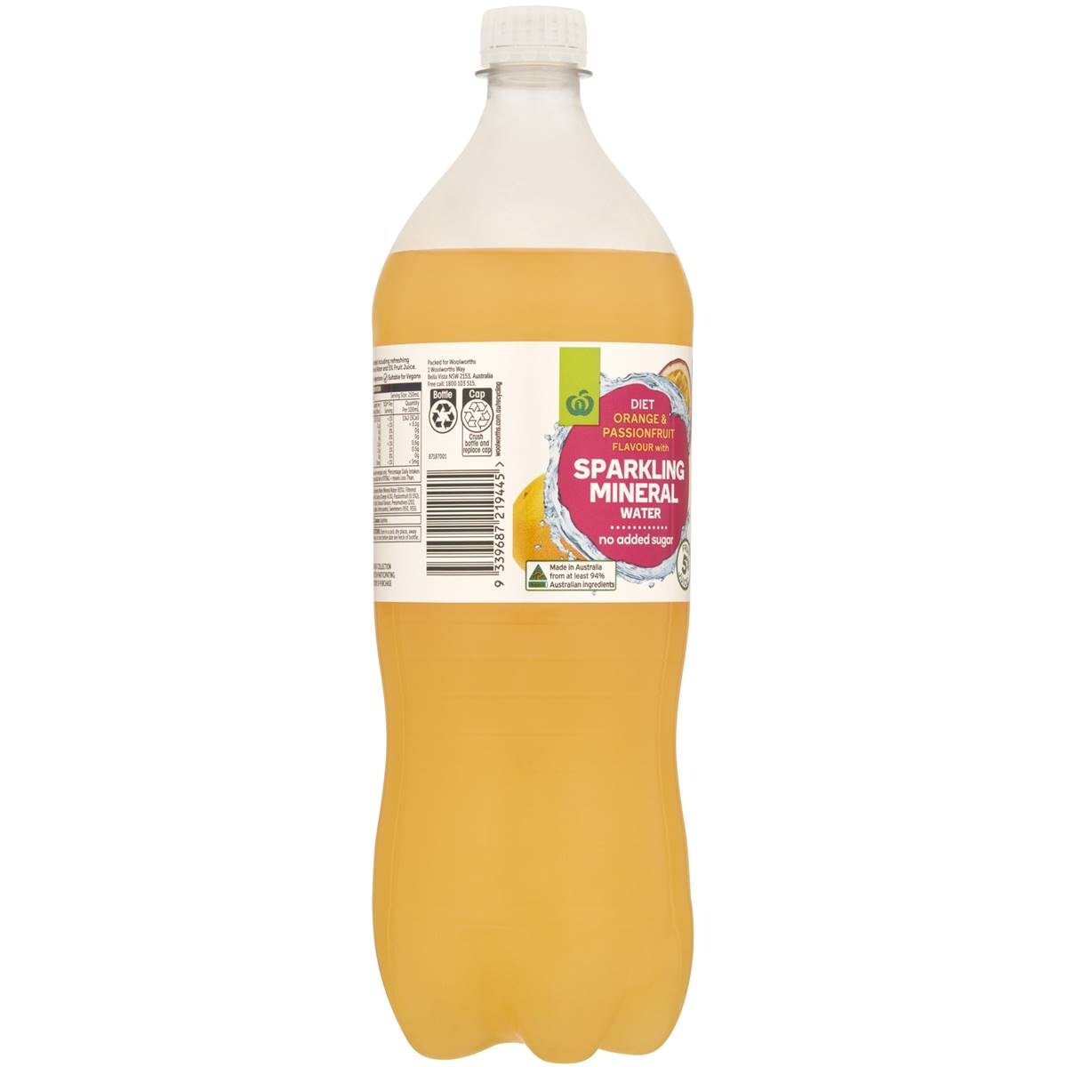 Woolworths Diet Orange & Passionfruit Sparkling Mineral Water 1.25l | Woolworths