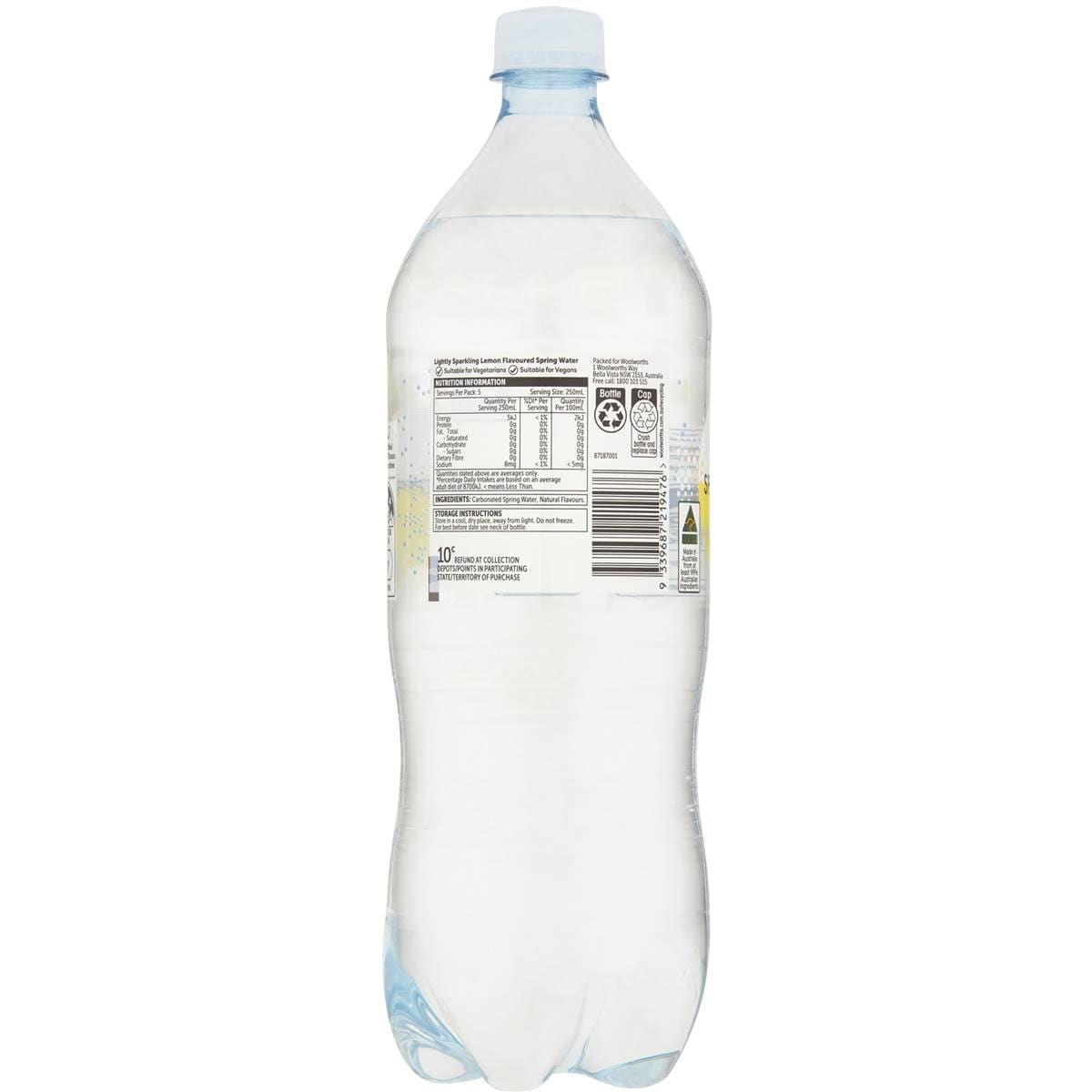 Woolworths Lightly Sparkling Water With Lemon 1.25l | Woolworths