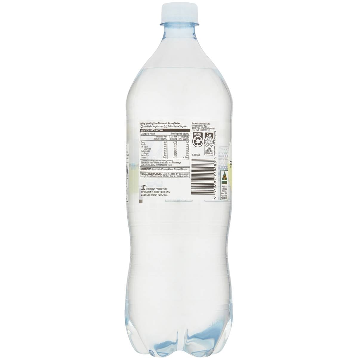 Woolworths Lightly Sparkling Lime Water 1.25l | Woolworths
