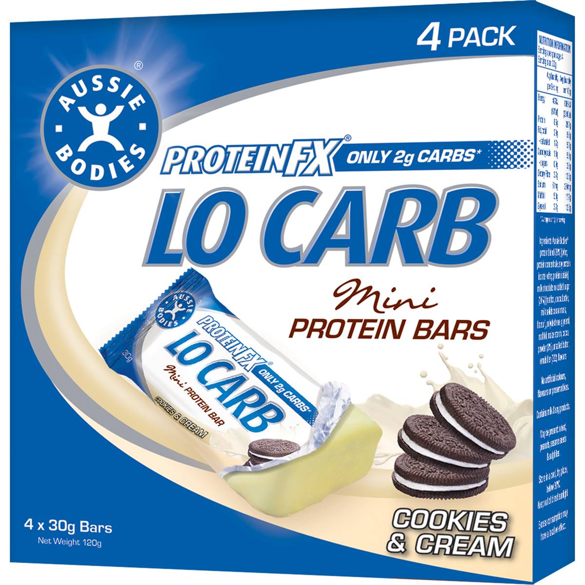 Aussie Bodies Lo Carb Mini Multipack Cookies & Cream 120g | Woolworths