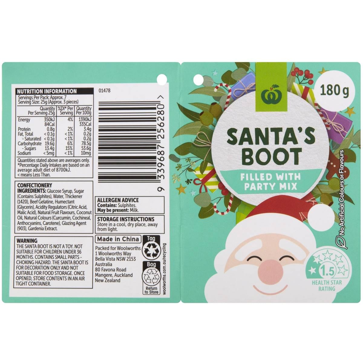 Woolworths Santas Boot Filled With Party Mix 180g | Woolworths