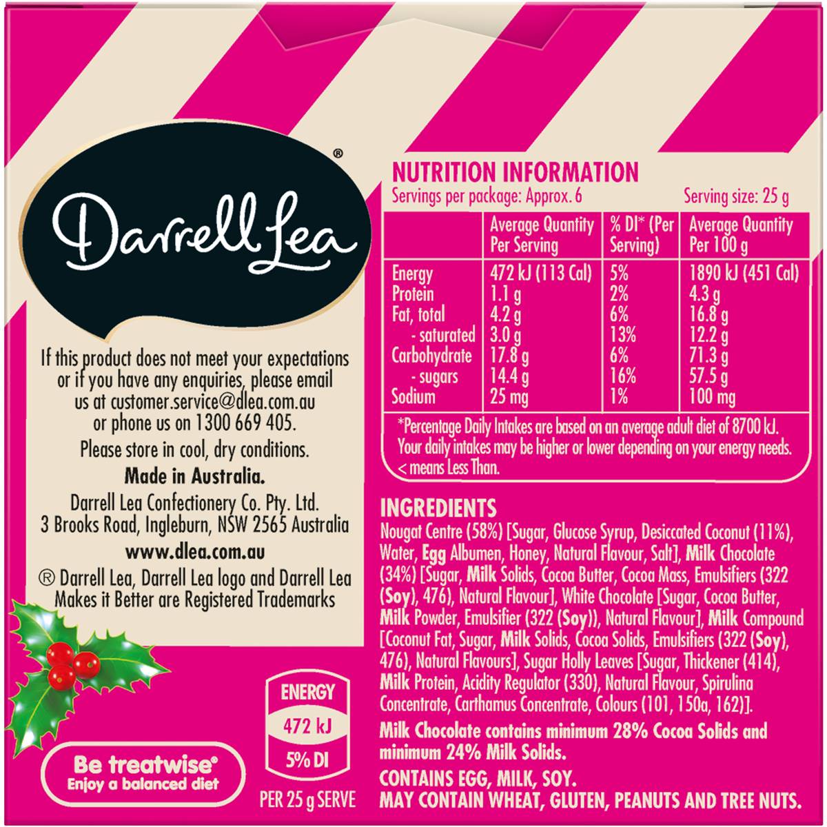 Darrell Lea Christmas Nougat Pudding 150g | Woolworths
