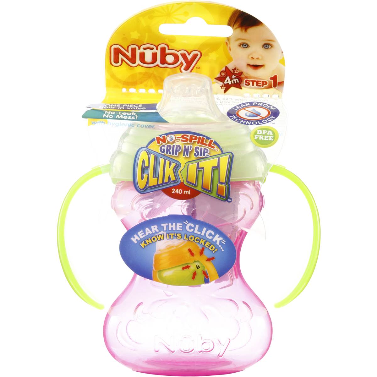 Nuby Click It Cups Twin Handle Trainer 240ml Each | Woolworths