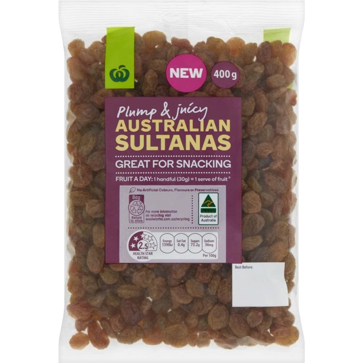 Woolworths Sultanas Snacks 400g | Woolworths