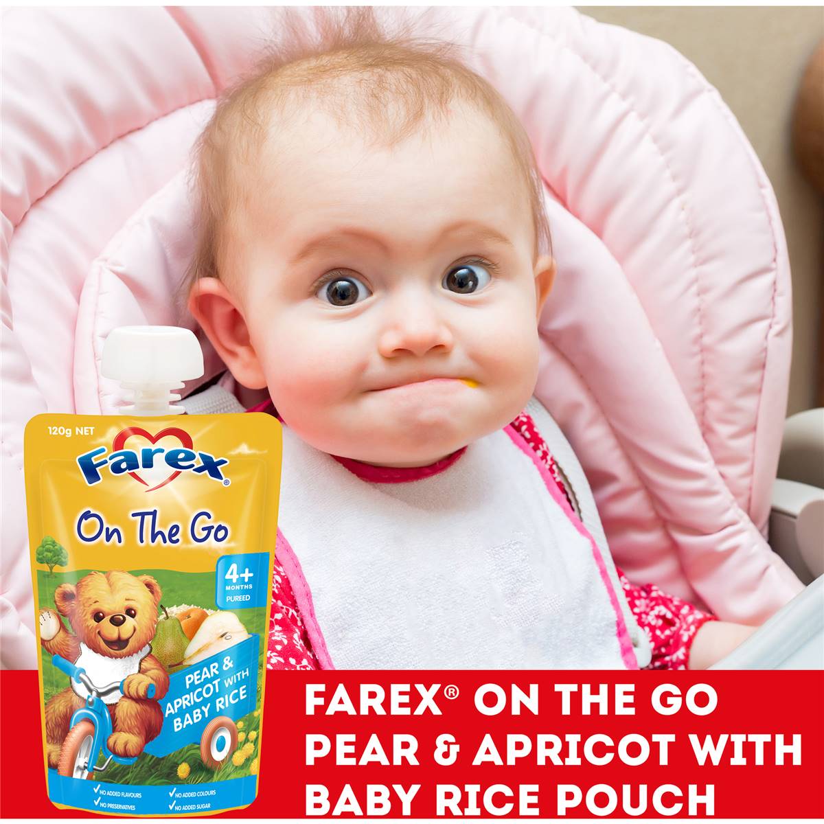 Farex Breakfast On The Go Pear Apricot Rice Baby Food 6+ M 120g ...