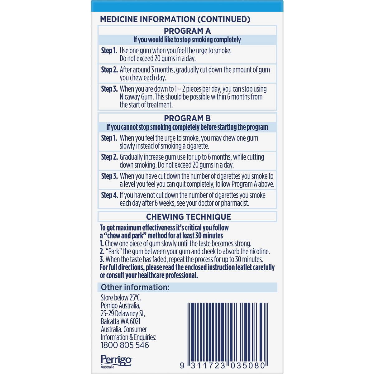 Nicaway Nicaway Stop Smoking Mint Gum 2mg 96 Pack | Woolworths