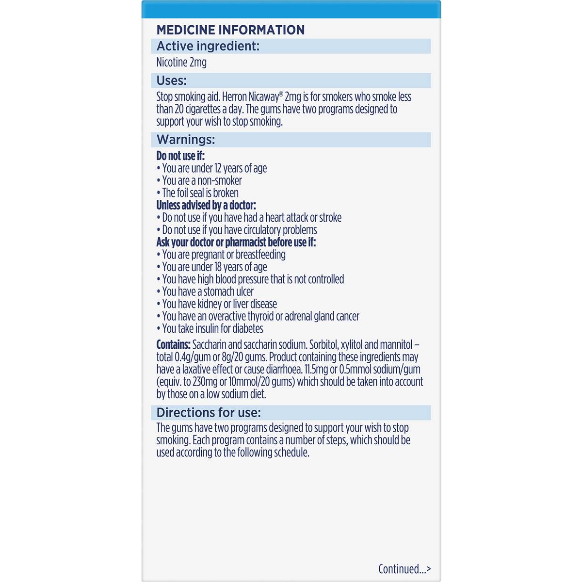 Nicaway Nicaway Stop Smoking Mint Gum 2mg 96 Pack | Woolworths