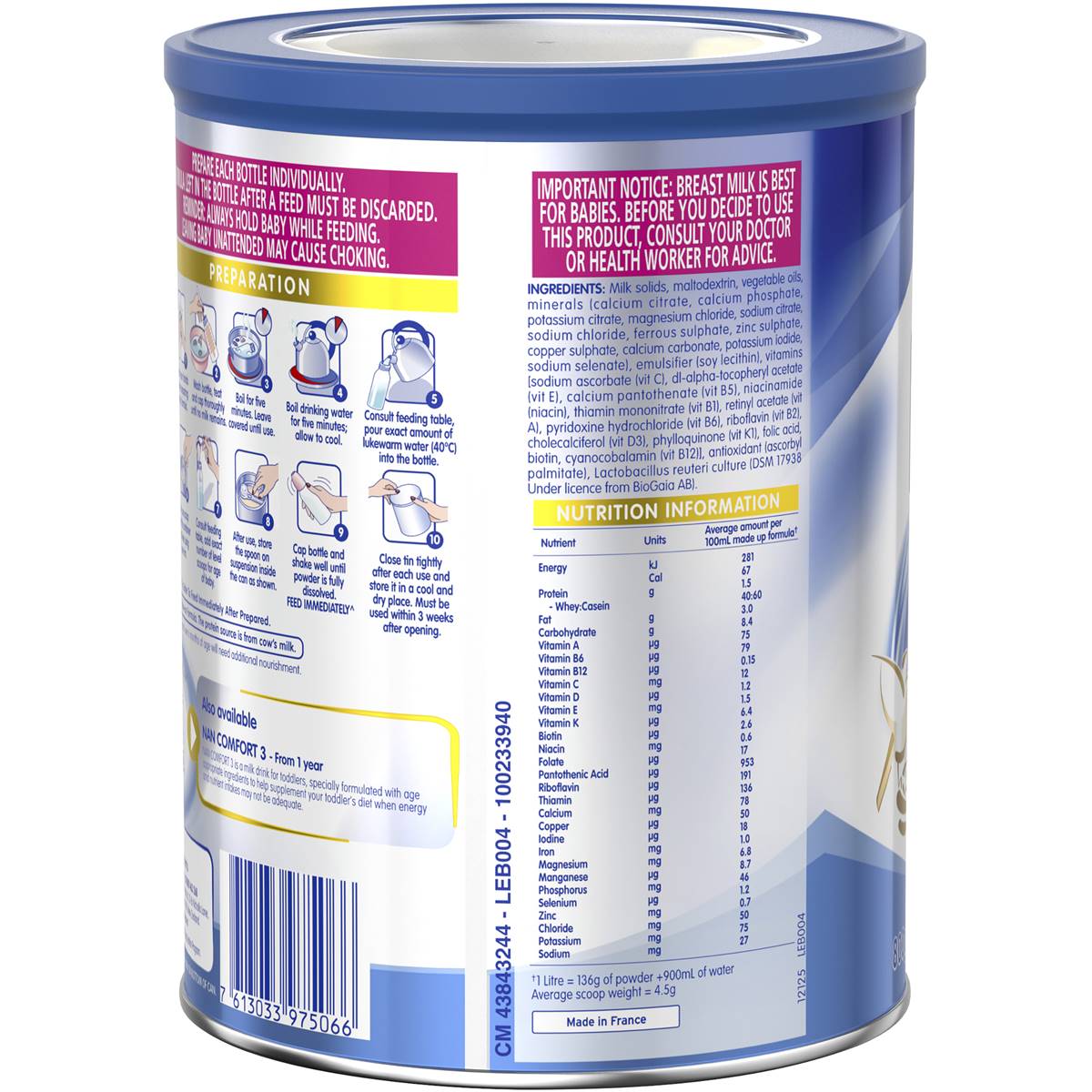 Nestle Nan Comfort Follow-on Formula Stage 2 6-12 Months 800g | Woolworths