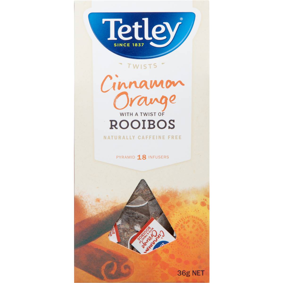 Tetley Cinnamon Orange Pyramid Tea 18pk 36g | Woolworths