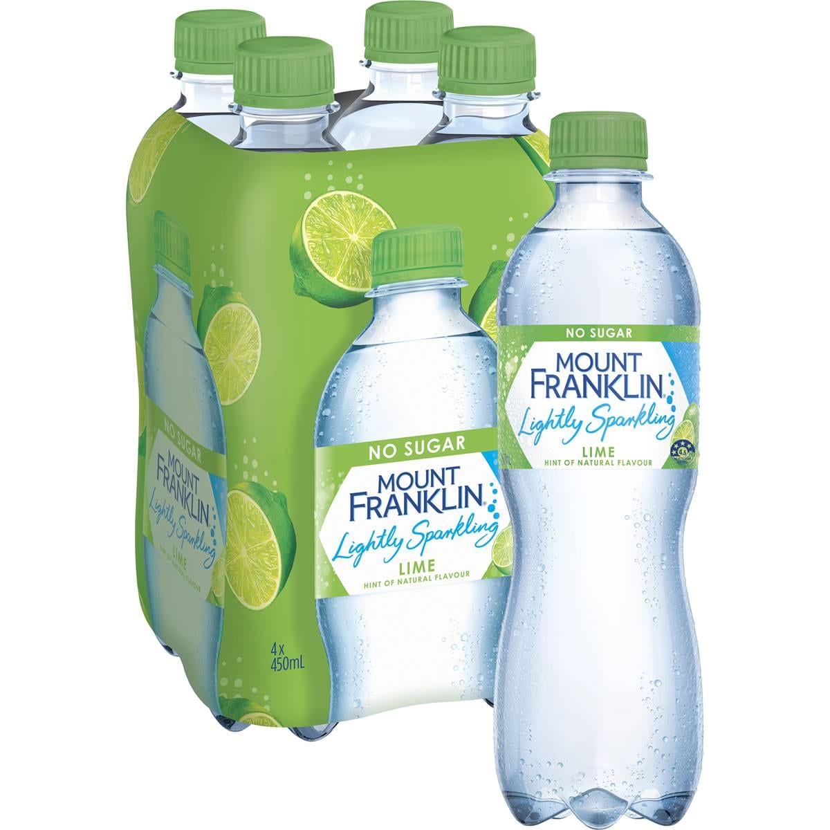 Mount Franklin Lightly Sparkling Water Lime Multipack Bottles 450ml X4 ...