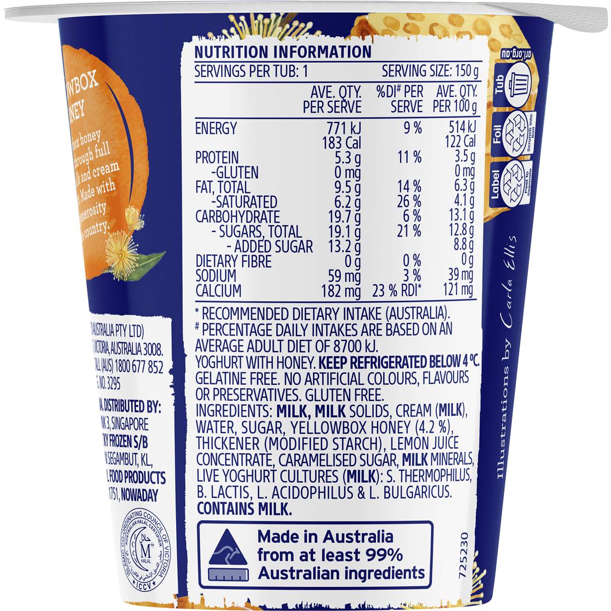 Dairy Farmers Thick & Creamy Yellow Box Honey Yoghurt 150g | Woolworths