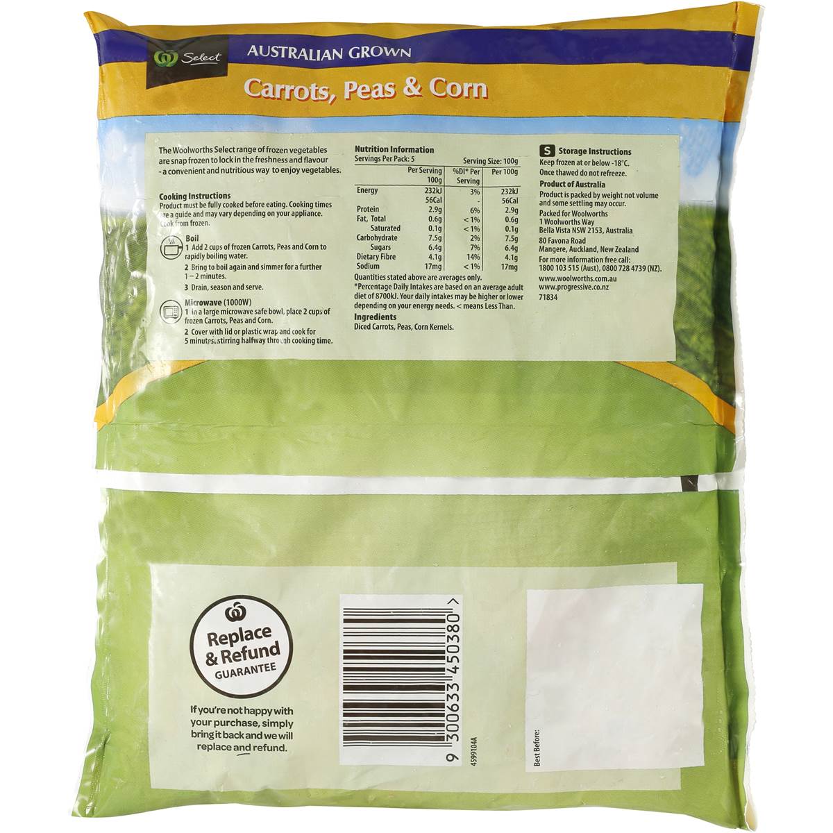Woolworths Select Mixed Vegetables Peas Carrot Corn 500g | Woolworths