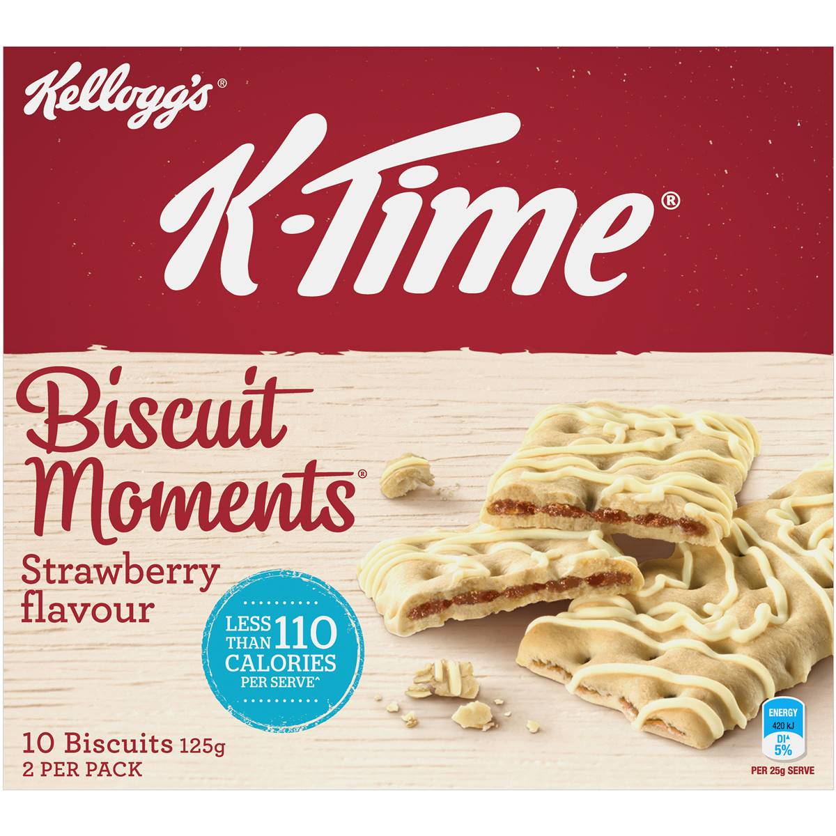 Kellogg's K-time Biscuit Moments Strawberry Flavour Snack Bars 125g ...