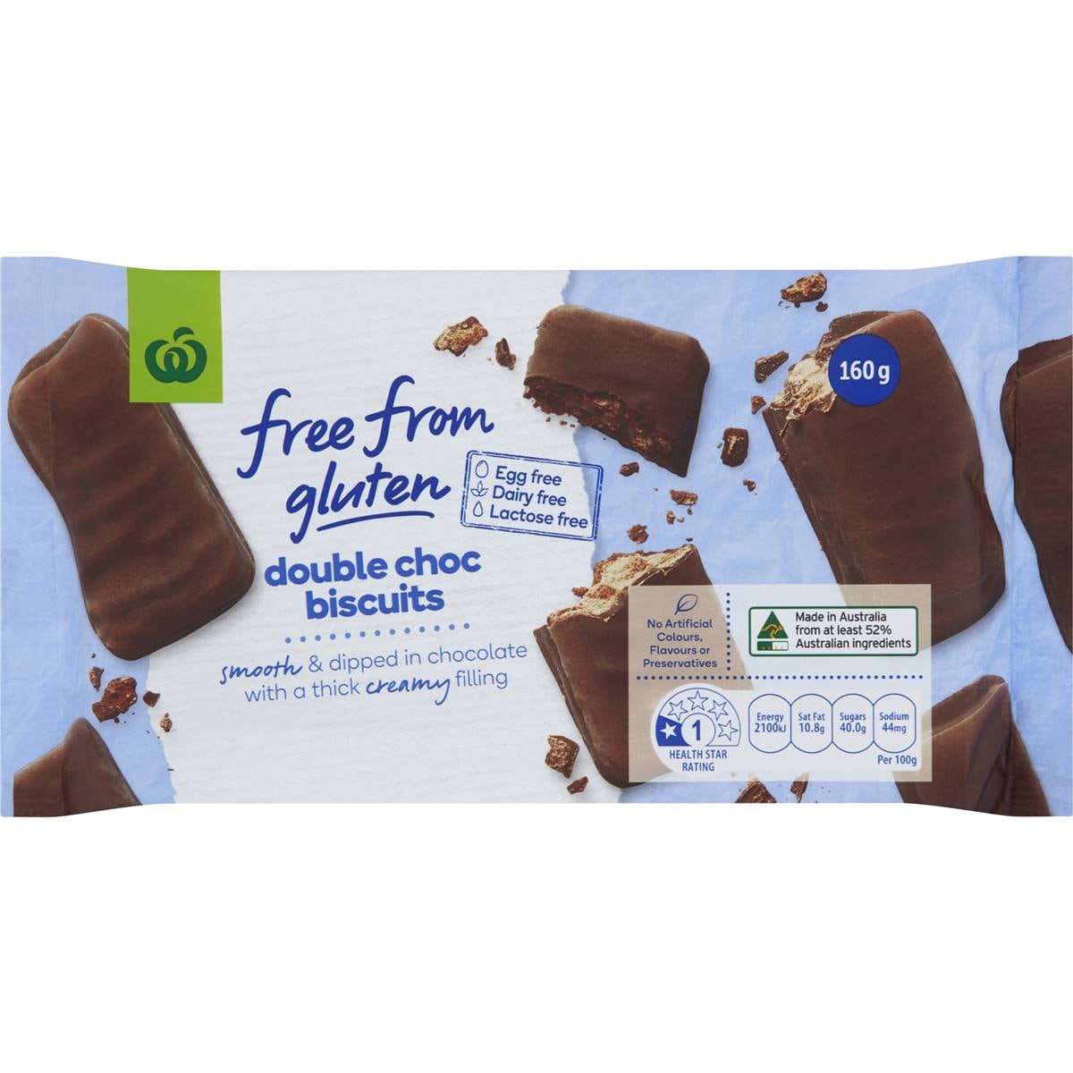 Woolworths Free From Gluten Double Choc Biscuit 160g | Woolworths