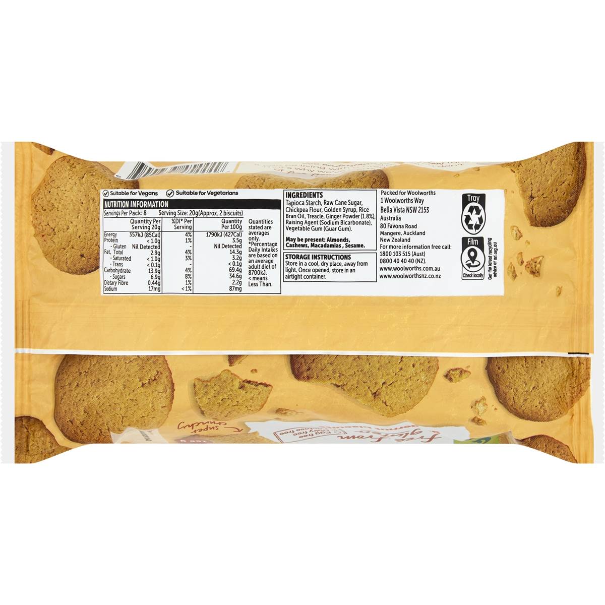 Woolworths Free From Gluten Gingernut Biscuit 155g | Woolworths