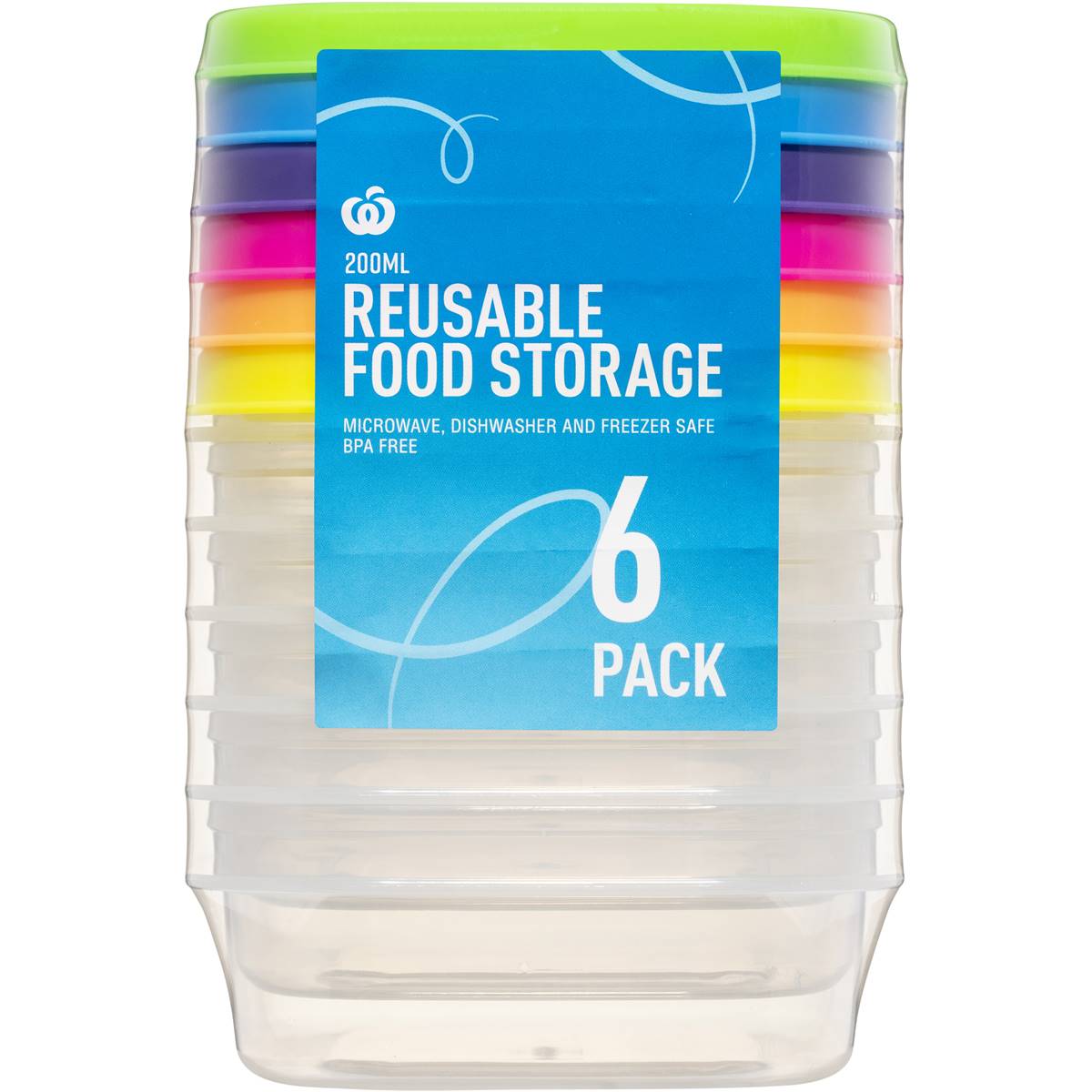 Woolworths Reusable Food Storage Square 200ml 6 Pack | Woolworths