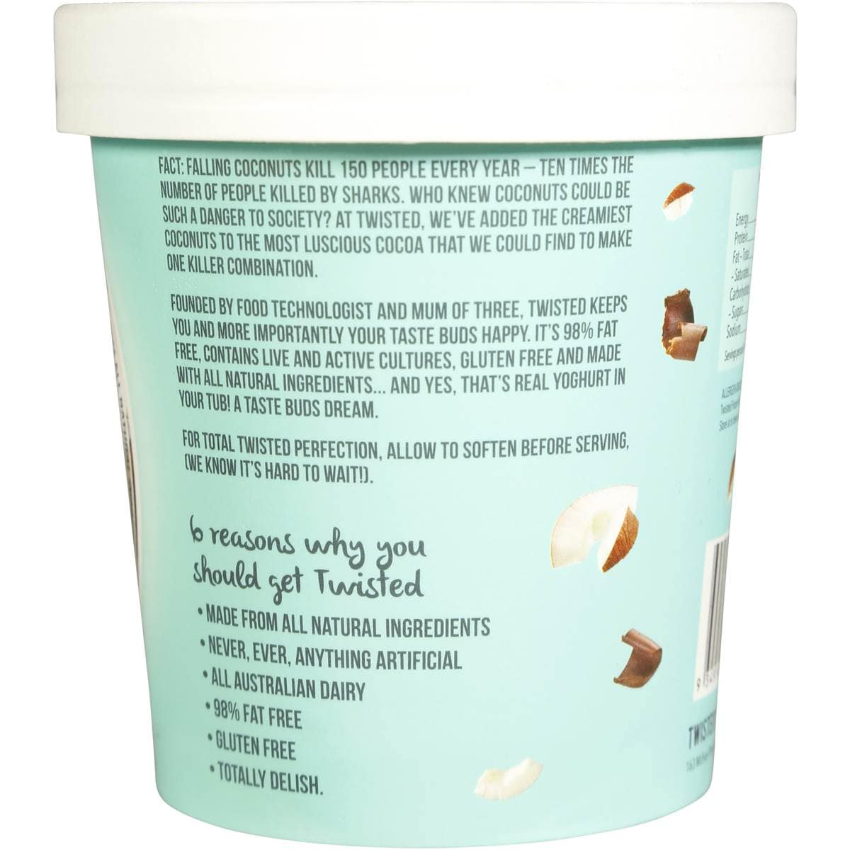 Twisted Frozen Yoghurt Chocolate & Coconut 450ml Tub | Woolworths