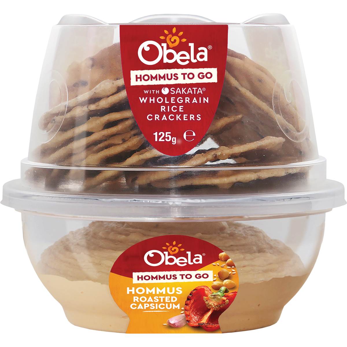 Obela Hommus To Go Roasted Capsicum & Sakata Crackers 125g | Woolworths