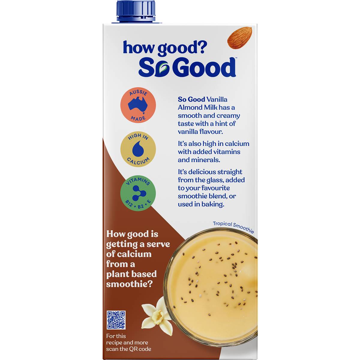 So Good Almond Vanilla Milk 1l | Woolworths