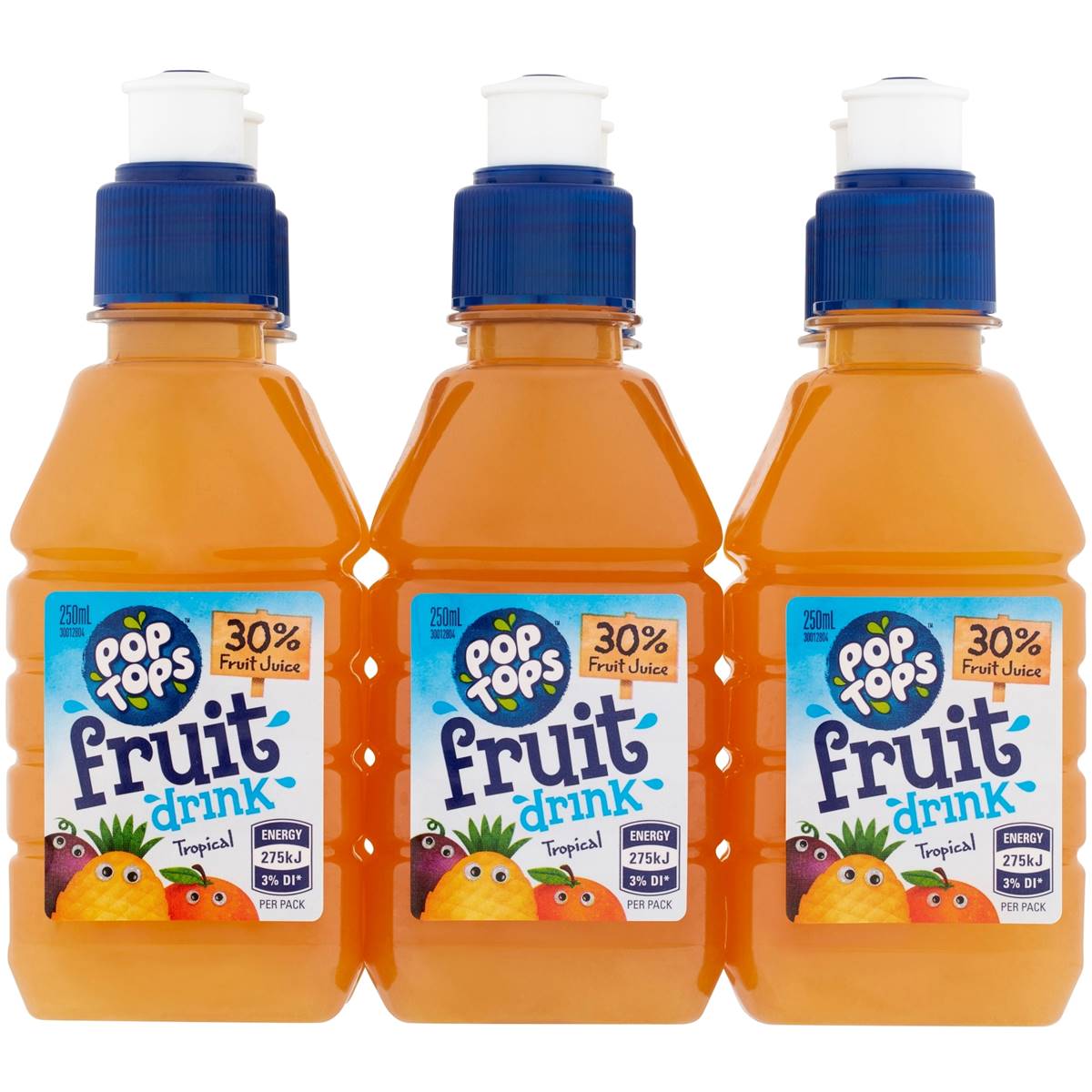 Pop Tops Fruit Drink Tropical Poppers Multipack Lunch Box Bottles 250ml ...