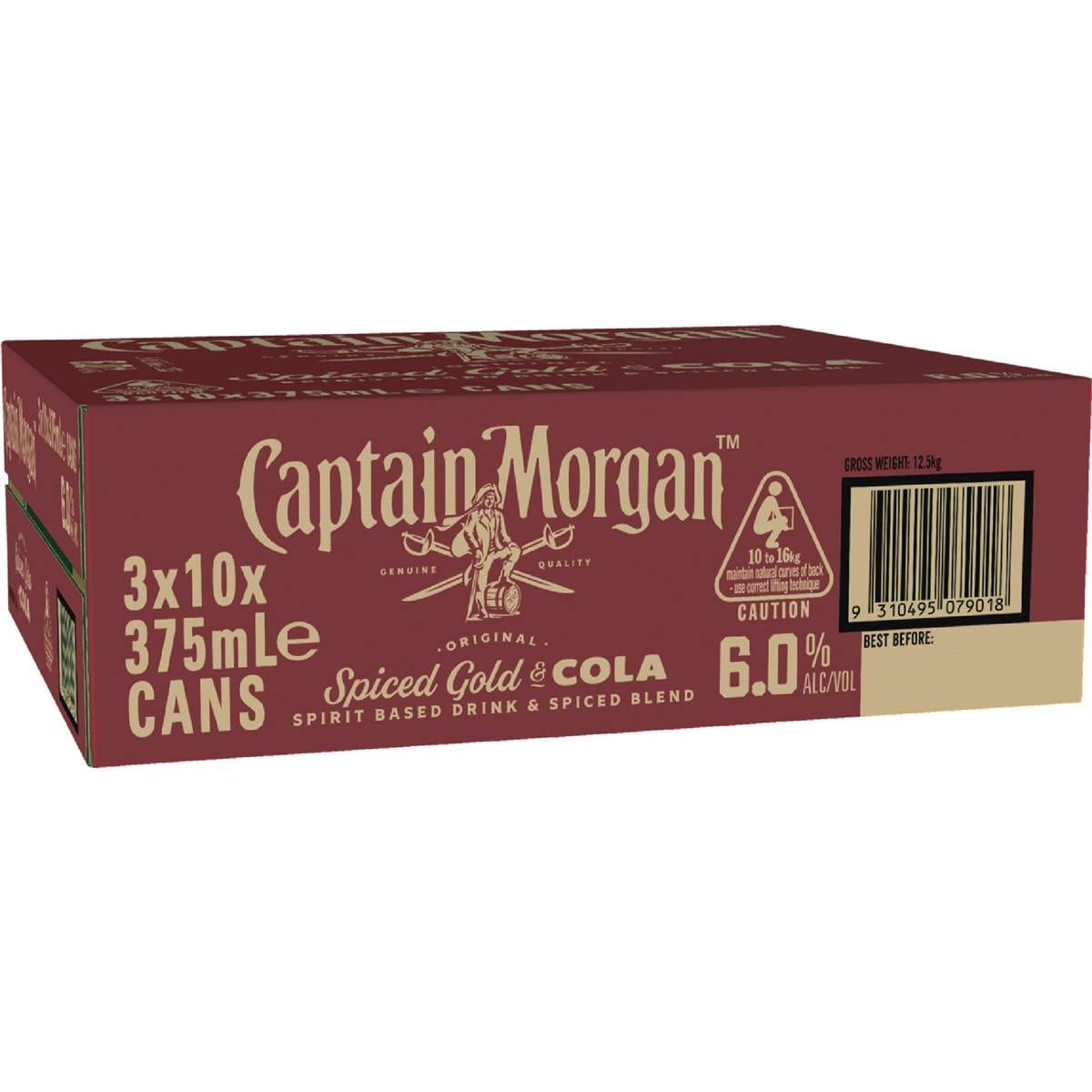 Captain Morgan Spiced Cola 10x375ml | Woolworths