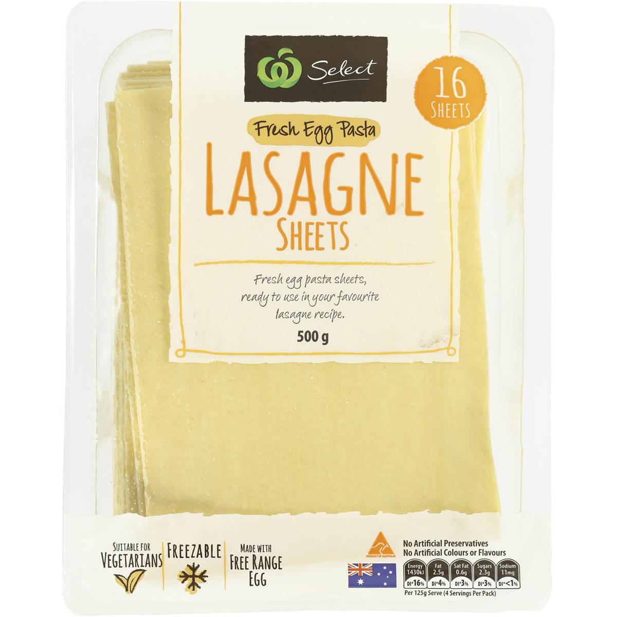 Woolworths Select Lasagne Sheets 500g | Woolworths