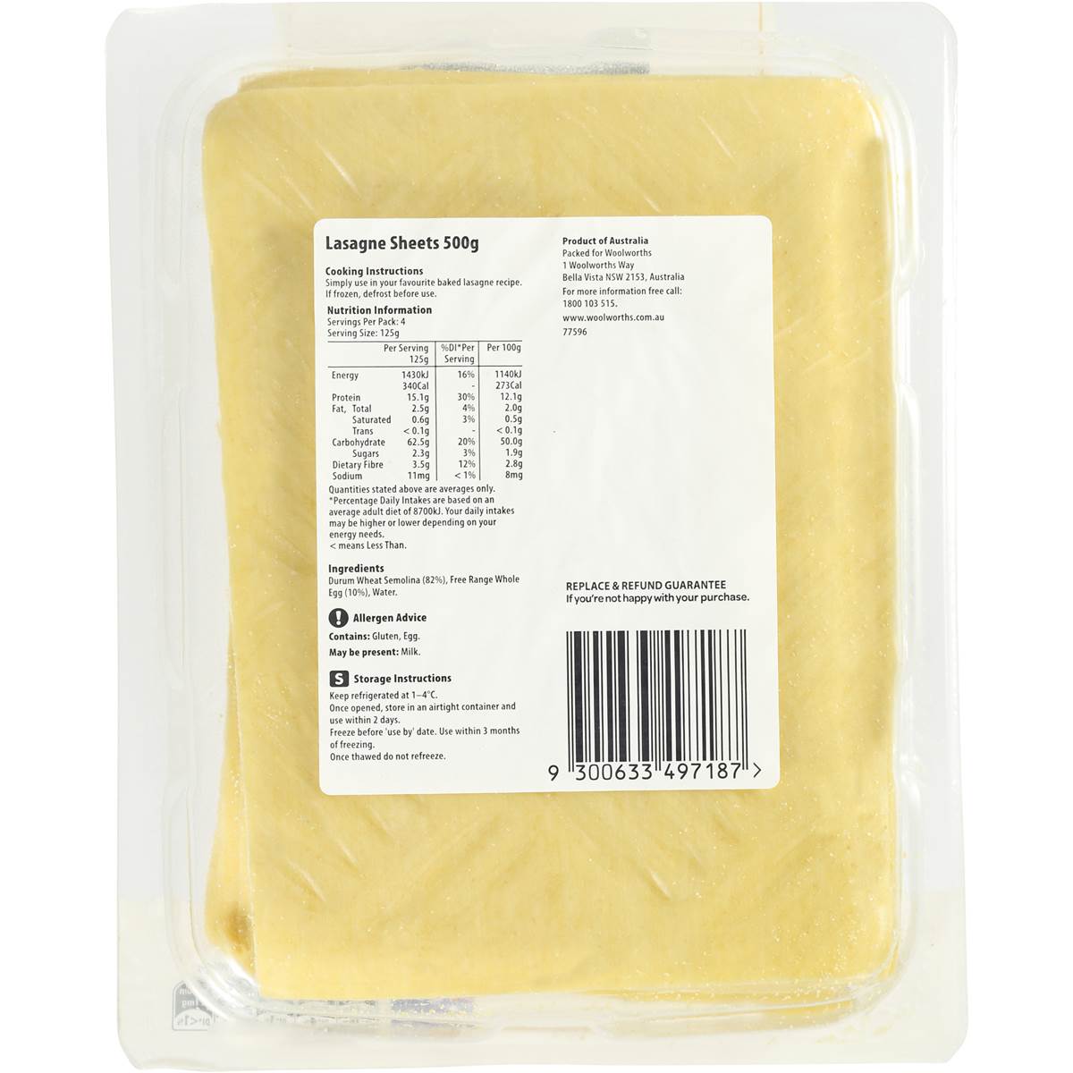 Woolworths Select Lasagne Sheets 500g | Woolworths