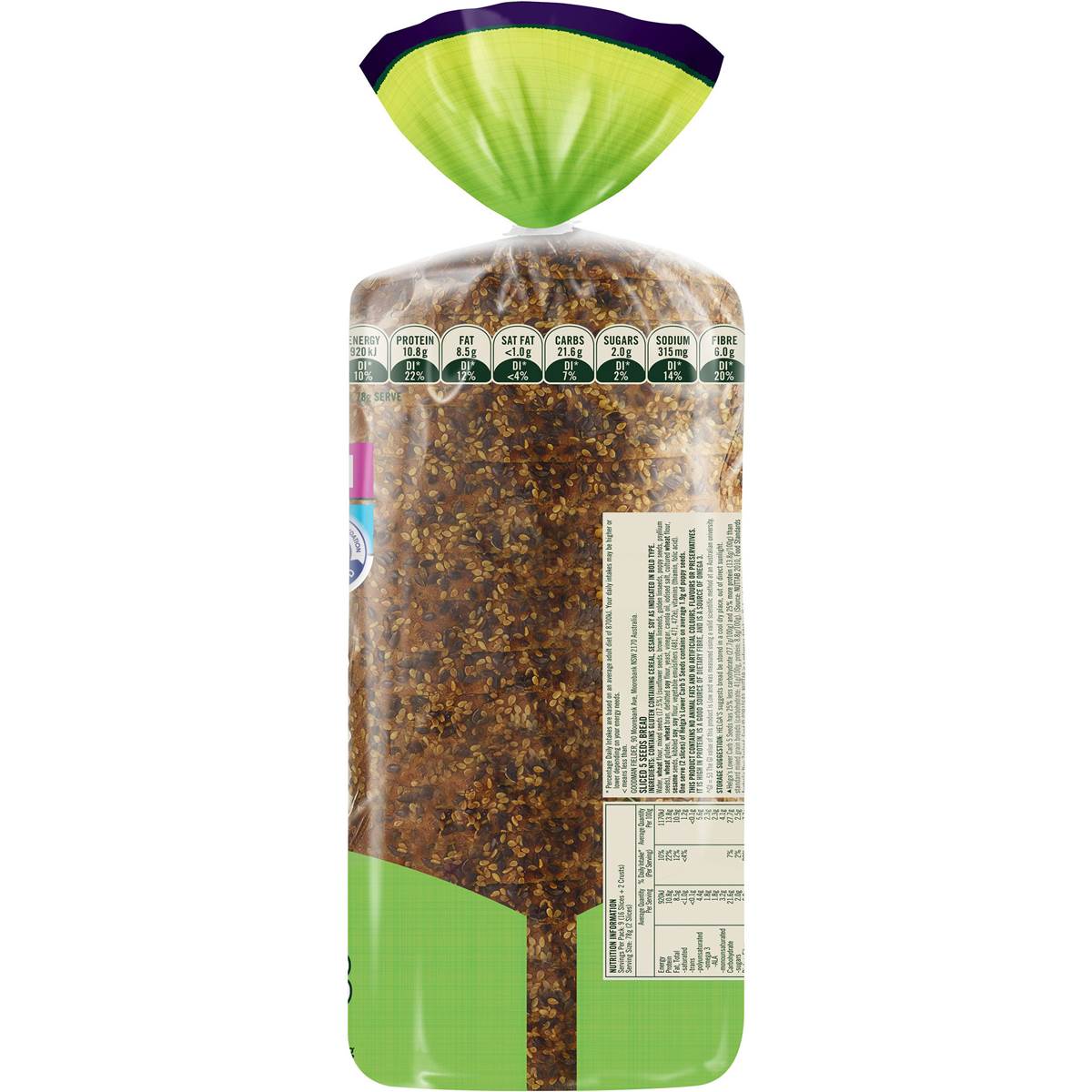 Helgas Lower Carb Bread 5 Seeds 700g Woolworths