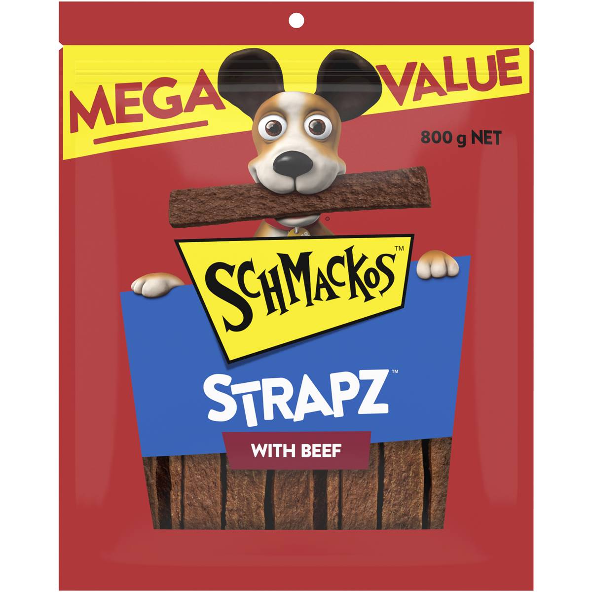 Schmackos Strapz Beef Flavour Dog Treats 800g | Woolworths