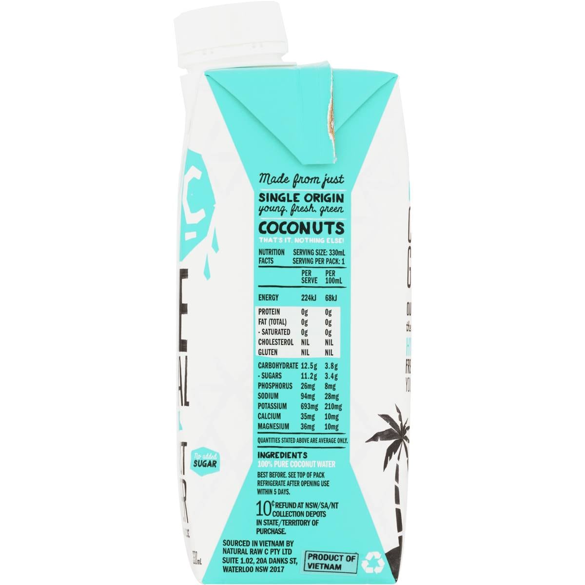 Raw C Coconut Water Pure Natural 330ml | Woolworths