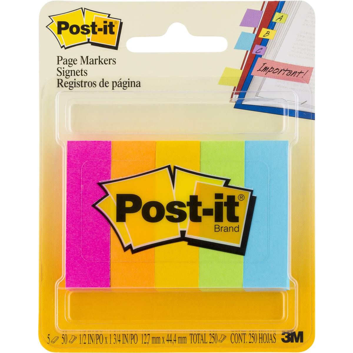Post-it Page Markers Neon 5 Pack | Woolworths