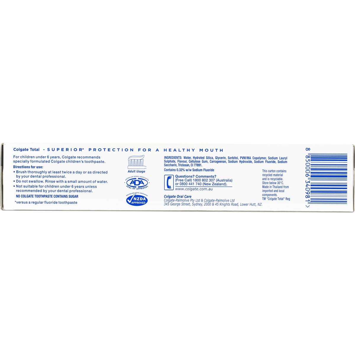 Colgate Total Original Toothpaste 12h Antibacterial Protection 190g ...