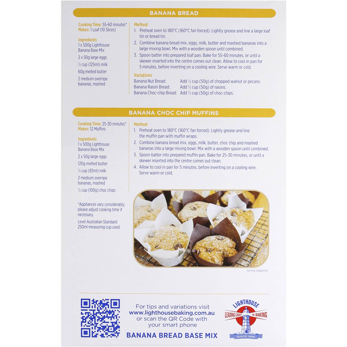 Lighthouse Banana Base Mix Quick Bread 500g | Woolworths