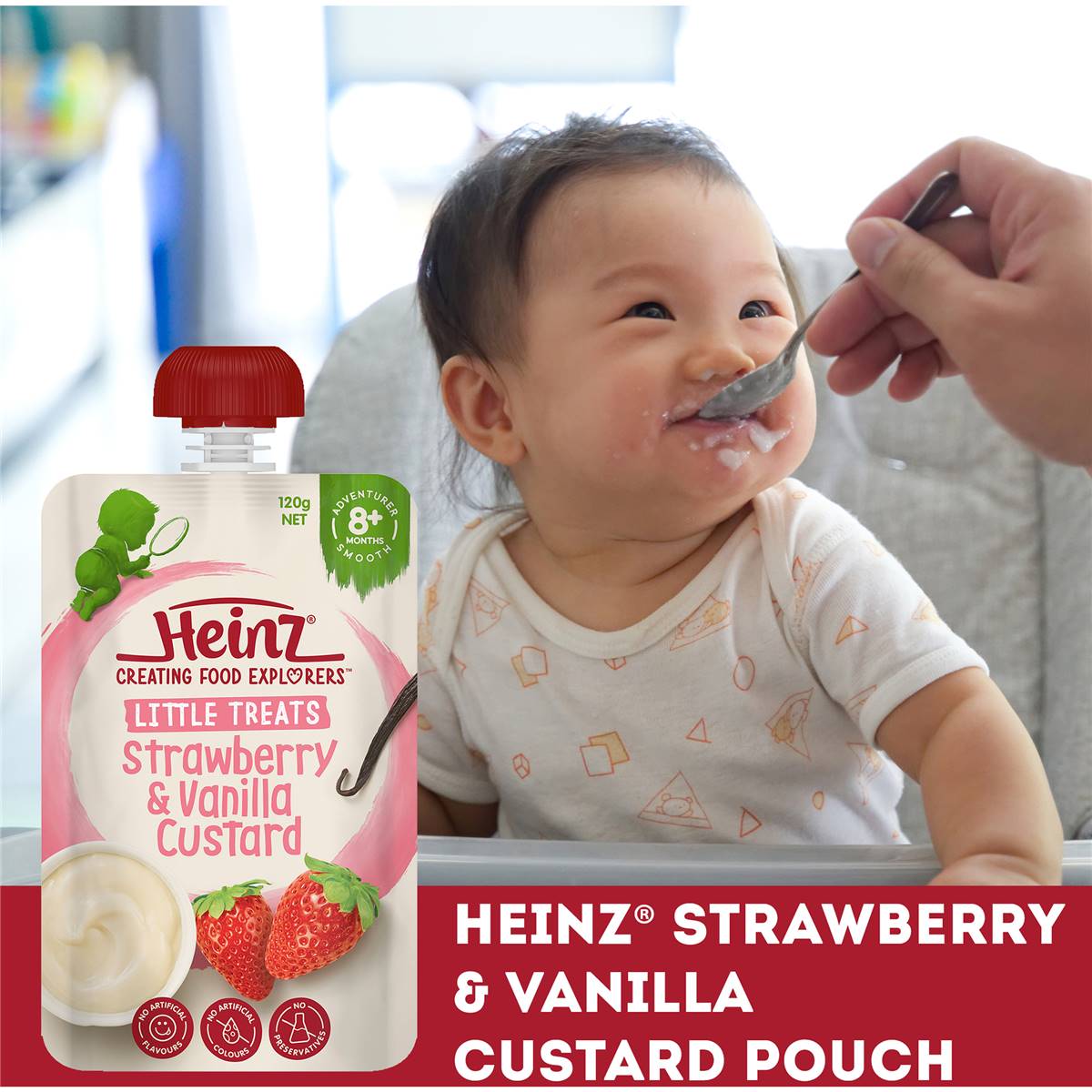 Heinz Baby Food 8+ Months Strawberry Vanilla Custard 120g | Woolworths