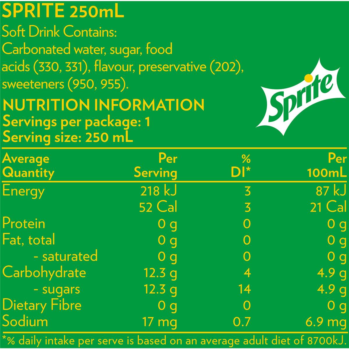 Sprite Lemonade Soft Drink Can 250ml | Woolworths